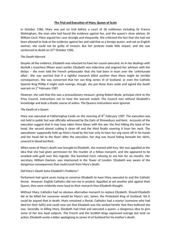 The Trial and Execution of Mary, Queen of Scots | Teaching Resources