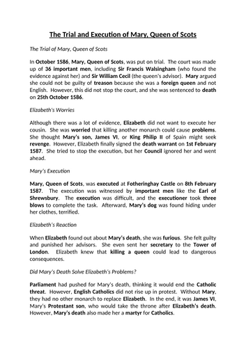 The Trial and Execution of Mary, Queen of Scots | Teaching Resources
