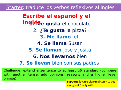 Spanish Grammar - reflexive verbs with lots of AFL | Teaching Resources