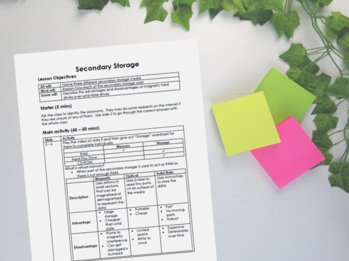 Secondary Storage Lesson | Teaching Resources