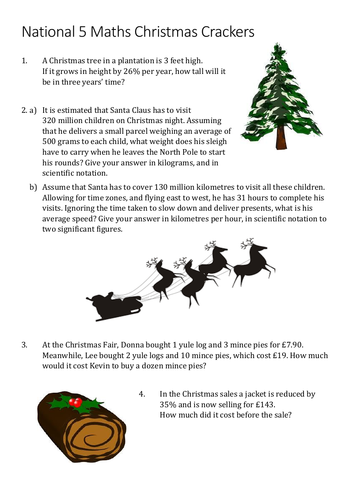 National 5 Maths Christmas Crackers | Teaching Resources