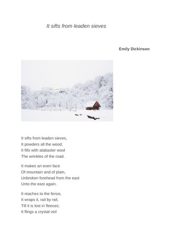 It sifts from leaden sieves poem | Teaching Resources