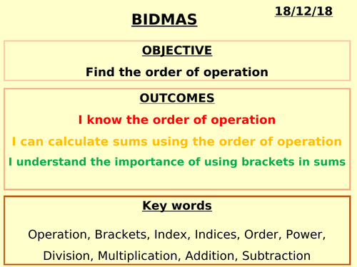 BIDMAS / BODMAS ppt | Teaching Resources