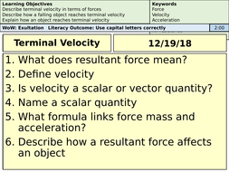 Terminal Velocity Revision Lesson - AQA | Teaching Resources