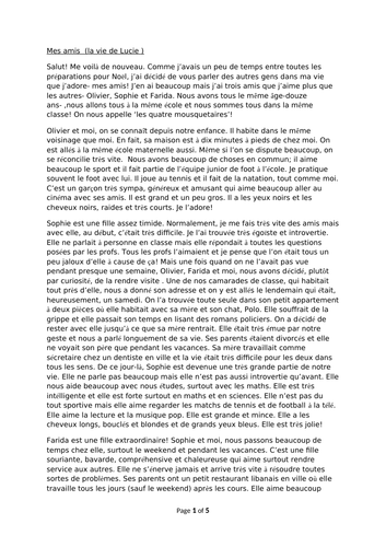 Mes amis ( La vie de Lucie ) - Reading Comprehension worksheet - GCSEs ...
