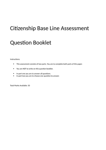 Citizenship baseline assessment - Multiple choice questions with ...