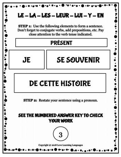 French Pronouns: Direct, Indirect, Y, En - 150 Practice Cards in 3 ...