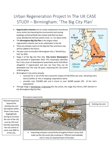 Comprehensive Case Study Of Birmingham's Urban Regeneration Project | Teaching Resources
