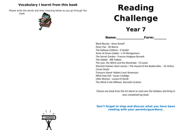 Reading challenge classics Year 7 | Teaching Resources
