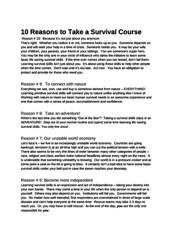 Survival skills reading and writing unit | Teaching Resources