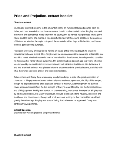Pride & Prejudice extract unit of work | Teaching Resources Pride & Prejudice extract unit of work | Teaching Resources