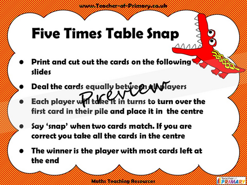 Five Times Table Snap | Teaching Resources