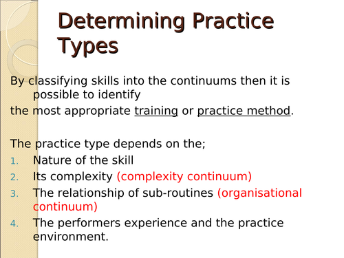 OCR AS PE SKILL - Practice Methods and Practice types | Teaching Resources