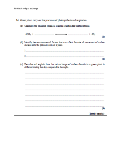 IGCSE Edexcel Biology (9-1) Topic 6: Gas exchange in plants | Teaching ... IGCSE Edexcel Biology (9-1) Topic 6: Gas exchange in plants | Teaching ...