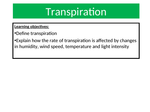 IGCSE Edexcel Biology (9-1) Topic 8: Plant transport | Teaching Resources IGCSE Edexcel Biology (9-1) Topic 8: Plant transport | Teaching Resources