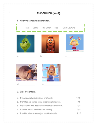 The Grinch Movie 2018 | Teaching Resources
