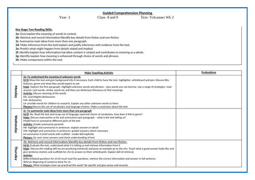Year 3 Volcanoes Comprehension | Teaching Resources