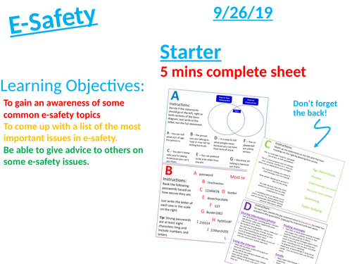 E-Safety Complete Lesson | Teaching Resources