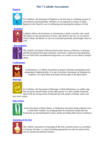 The 7 Sacraments of the Catholic Church | Teaching Resources