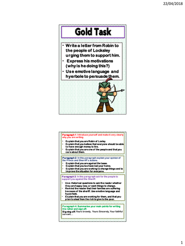 ROBIN HOOD LEGEND-UKS2- LESSON 2 - Understanding of Plot | Teaching ...