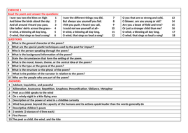 THE WIND BY ROBERT LOUIS STEVENSON - TASKS AND EXERCISES | Teaching ...