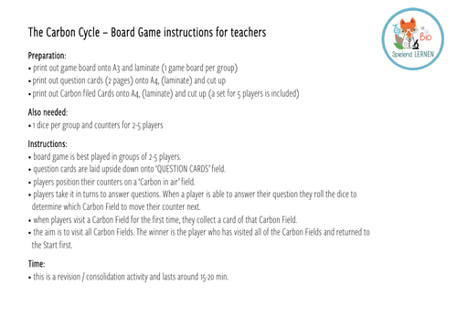 Carbon Cycle - Board Game (KS4) | Teaching Resources