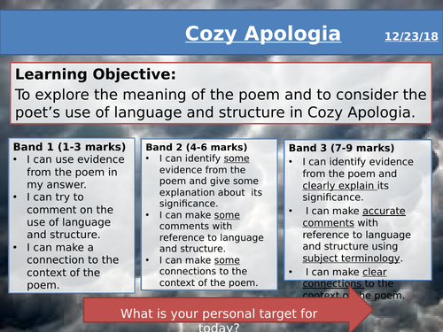 (Eduqas) Cozy Apologia - Complete poem walk-through lesson and sample ...