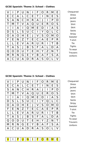 GCSE Spanish word searches Modules 1-4 | Teaching Resources