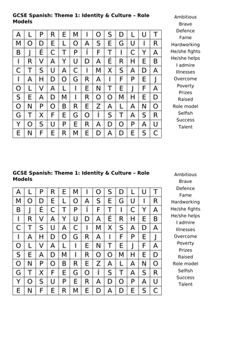GCSE Spanish word searches Modules 1-4 | Teaching Resources