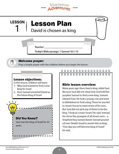 David and Goliath Activity Book for Beginners | Teaching Resources