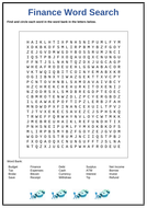 Finance Word Search with Answers | Teaching Resources
