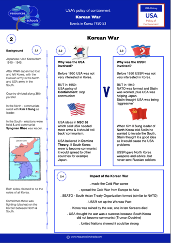 Cold War: USA's policy of containment - Korea, Cuba and Vietnam ...