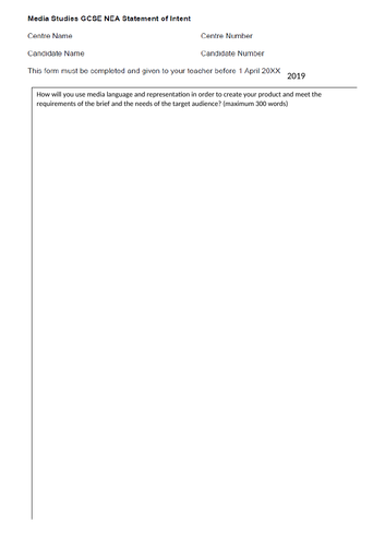 AQA GCSE Media State of Intent Exemplar | Teaching Resources