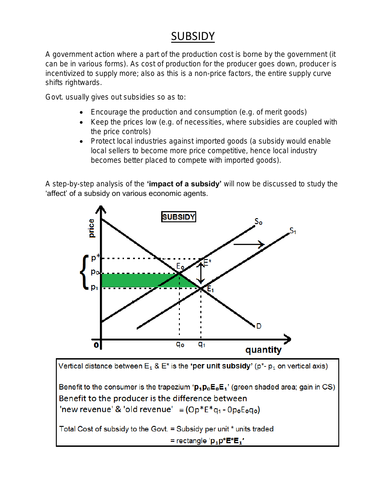 Impact of Subsidy on economic agents | Teaching Resources