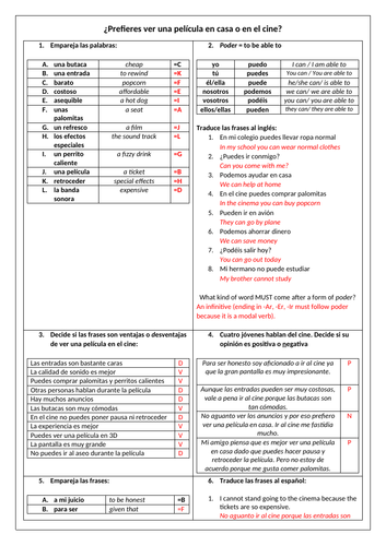 Spanish el cine y las películas: film in the cinema & home (reading ...