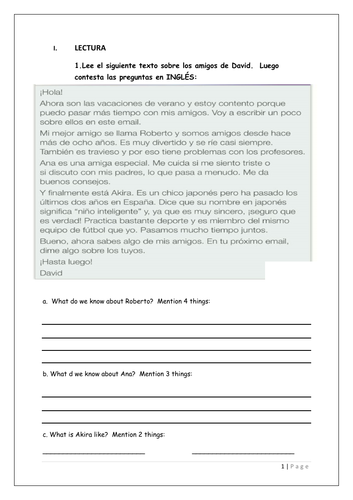 Family and Friends - Descriptions - La Familia y los amigos - Spanish ...