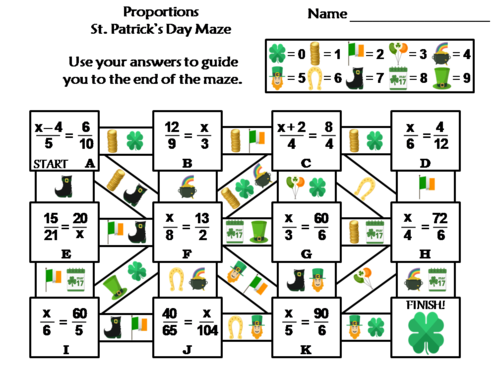 Proportions Activity: St. Patrick's Day Math Maze | Teaching Resources