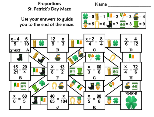 Proportions Activity: St. Patrick's Day Math Maze | Teaching Resources