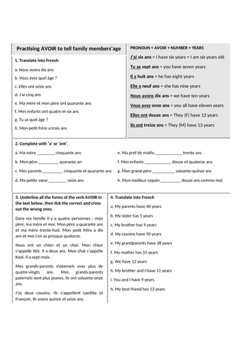 French - Name, Age and Birthday. Pool of 12 resources (all persons ...