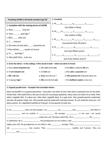 French - Name, Age and Birthday. Pool of 12 resources (all persons ...