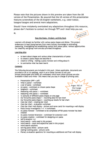 Pasta KS1 Project | Teaching Resources