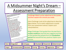 A Midsummer Night's Dream - Assessment Preparation | Teaching Resources