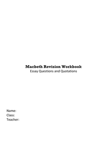 Macbeth Exam Preparation Pack (AQA) | Teaching Resources