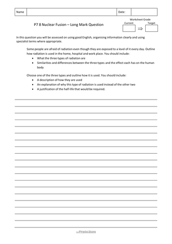 KS4 GCSE Physics AQA P7 8 Nuclear Fusion Lesson Bundle | Teaching Resources