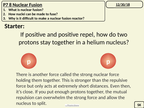 KS4 GCSE Physics AQA P7 8 Nuclear Fusion Lesson Bundle | Teaching Resources