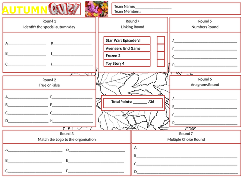 Autumn Season Quiz | Teaching Resources