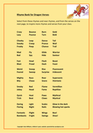 Rhyme Bank for Dragon Verses, with Examples | Teaching Resources