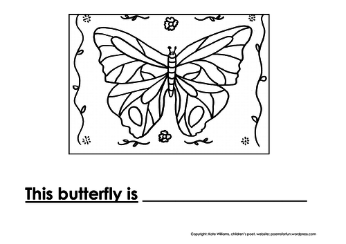 Butterfly Writing + Colouring Sheet - 1 line | Teaching Resources