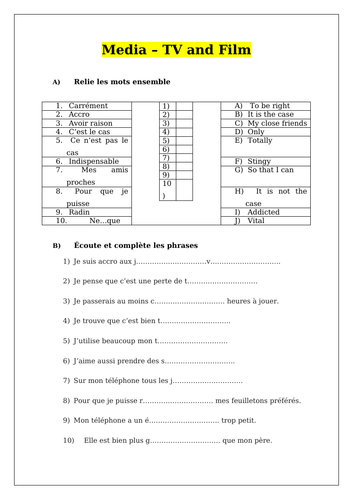 French GCSE listening media | Teaching Resources