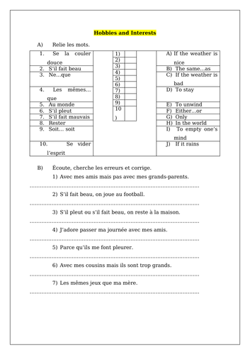 French GCSE listening sport leisure | Teaching Resources